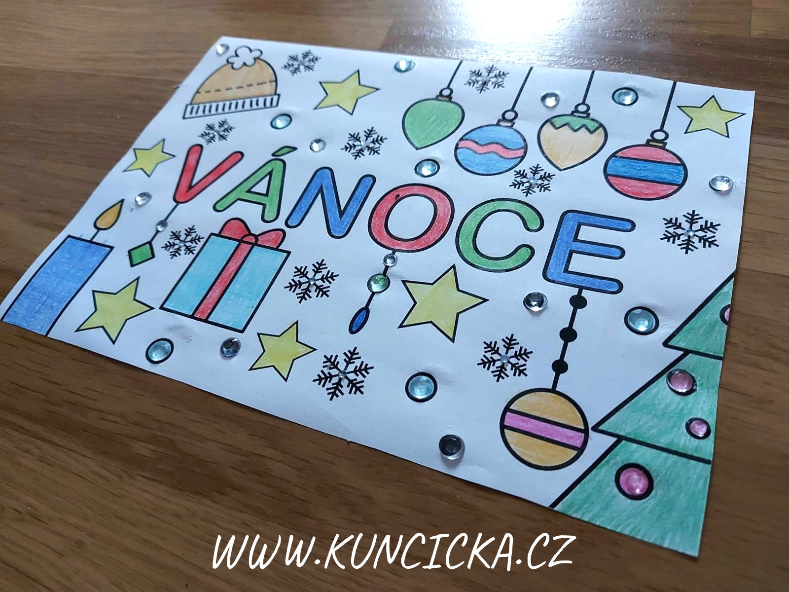 Vánoční autorská omalovánka ke stažení - Kuncicka.cz